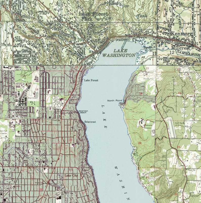 Lake Washington Ca. 1949 USGS Old Topographic Map Custom - Etsy