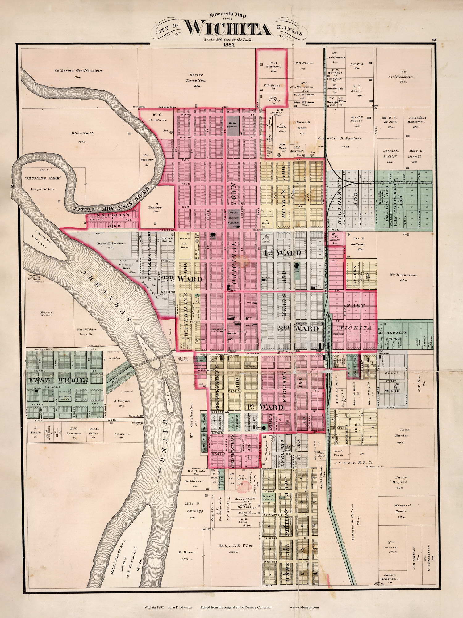 Wichita Kansas 1882 - Old Map Reprint - KS Cities - Etsy