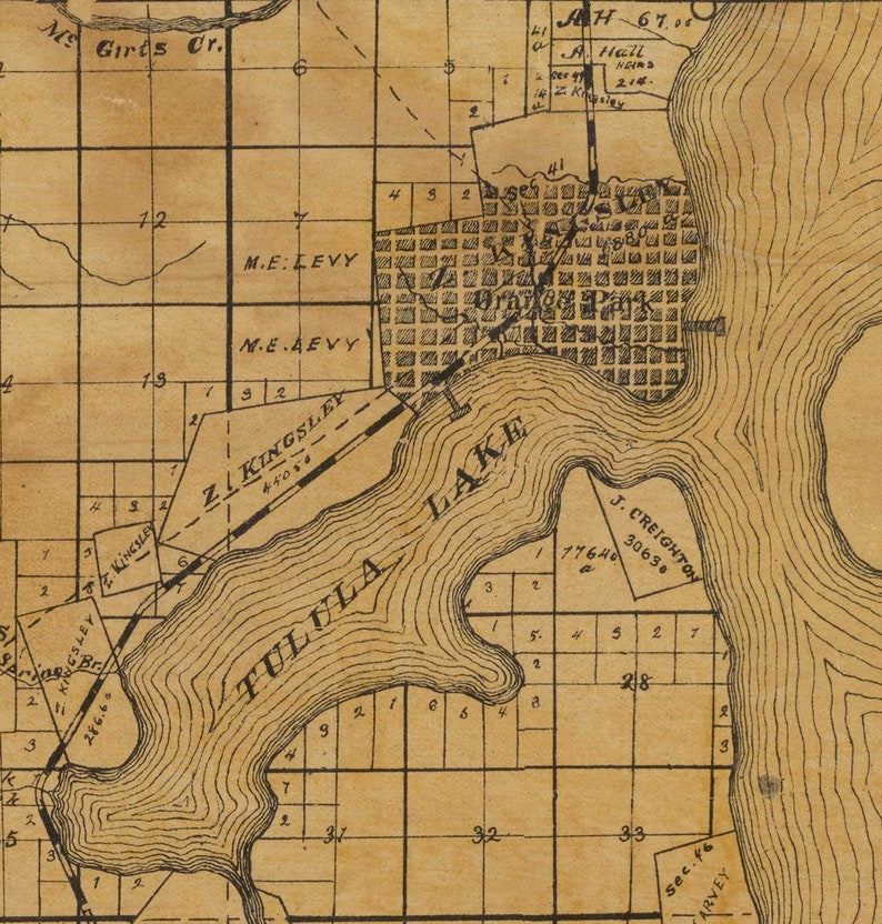 Clay County Florida 1885 Old Wall Map Reprint With Roads, Sections, and ...