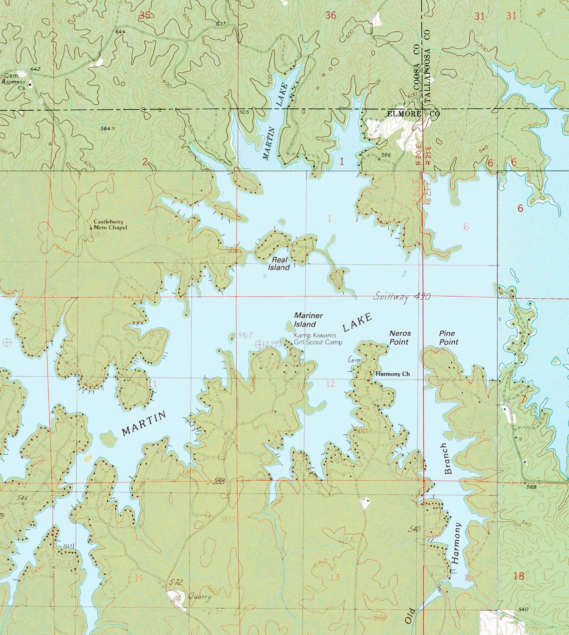 Martin Lake - 1971 Old Topographic Map USGS Custom Composite Reprint ...