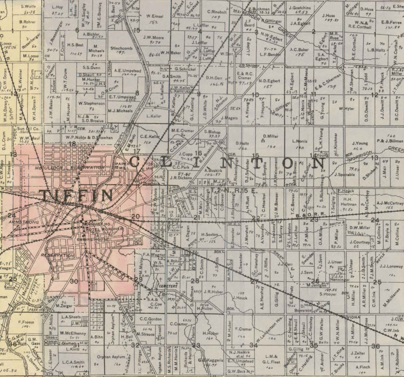 Seneca County Ohio 1896 - Old Wall Map Reprint With Homeowner Names ...