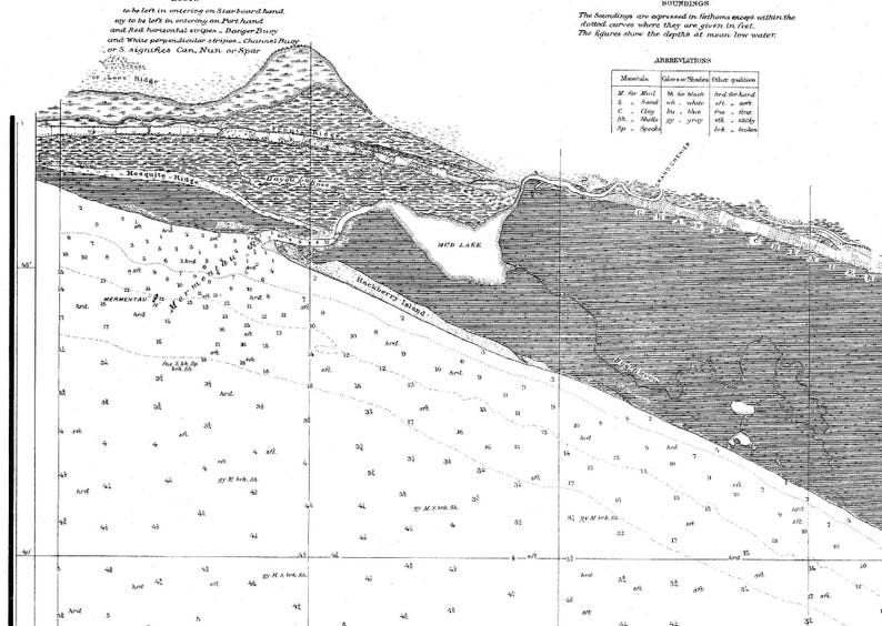 Pecan Island & Mermentau River 1892 Nautical Old Map Reprint - Etsy