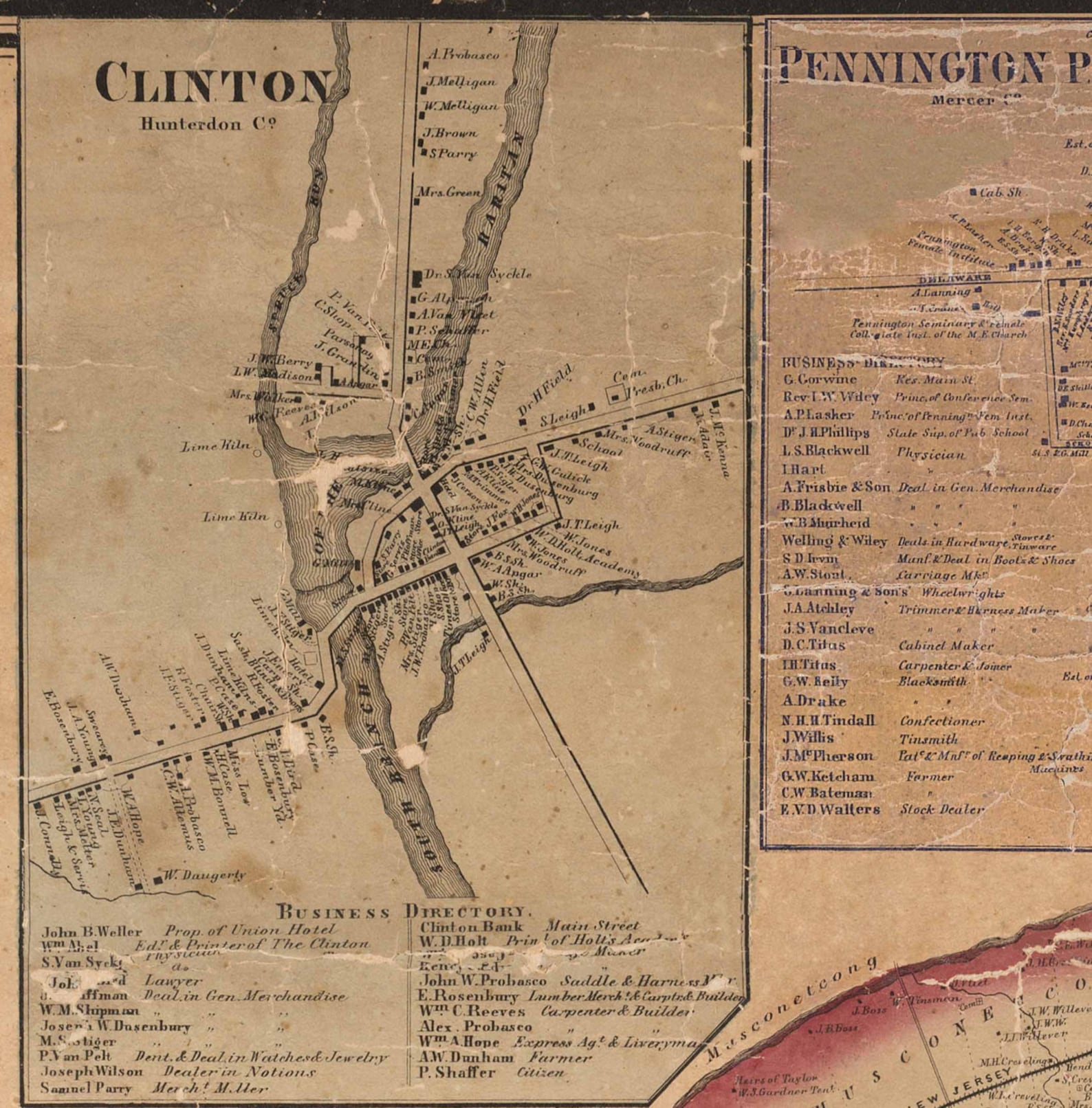 Hunterdon County New Jersey 1860 - Wall Map Custom Reprint With ...