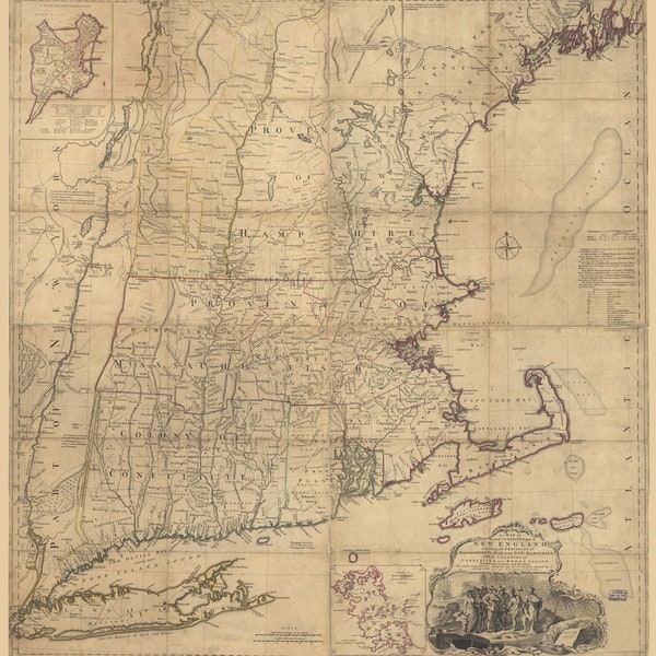 Map of New England - Etsy