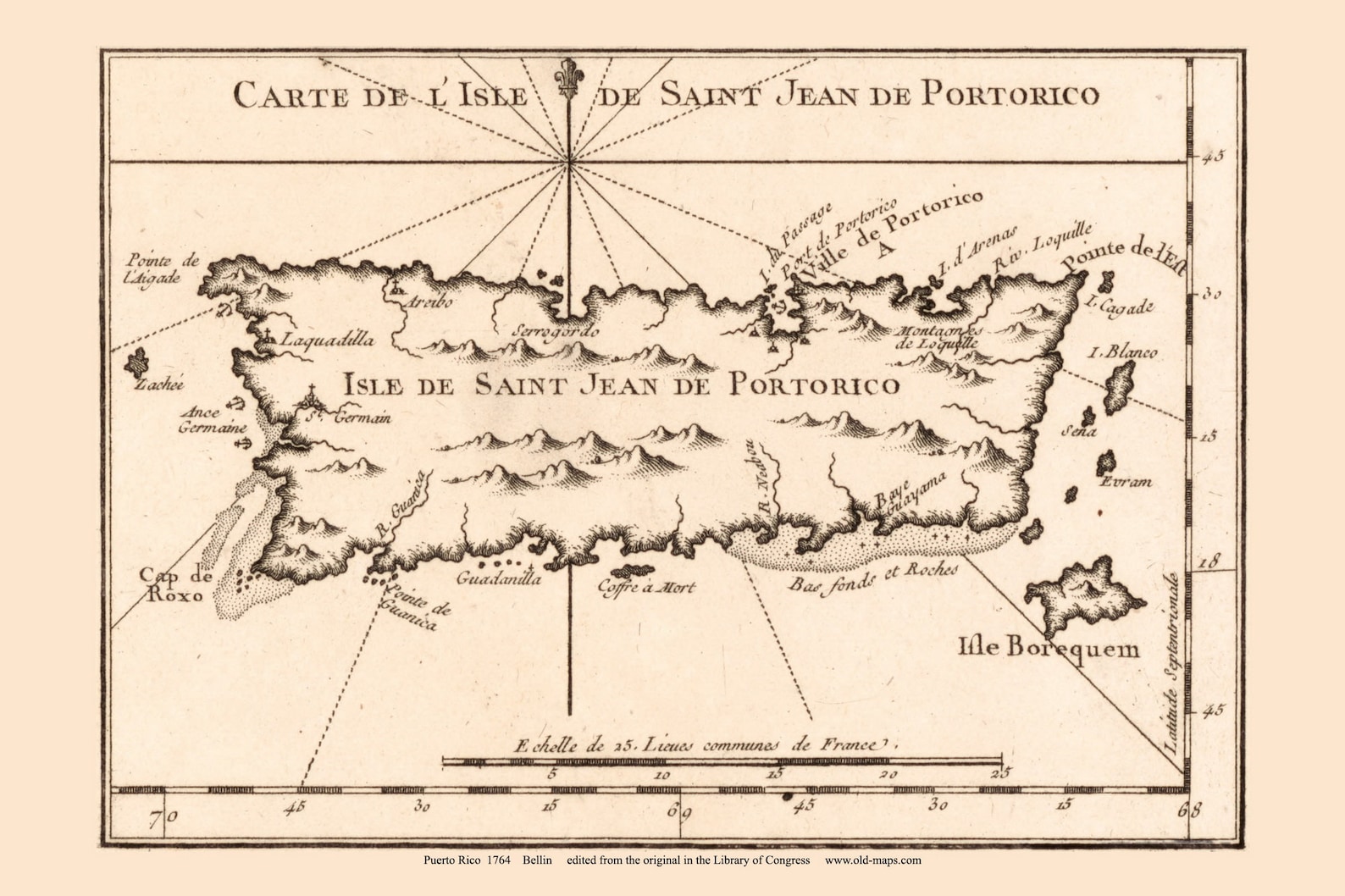 Puerto Rico - 1764 Map Reprint - Puerto Rico State - Etsy