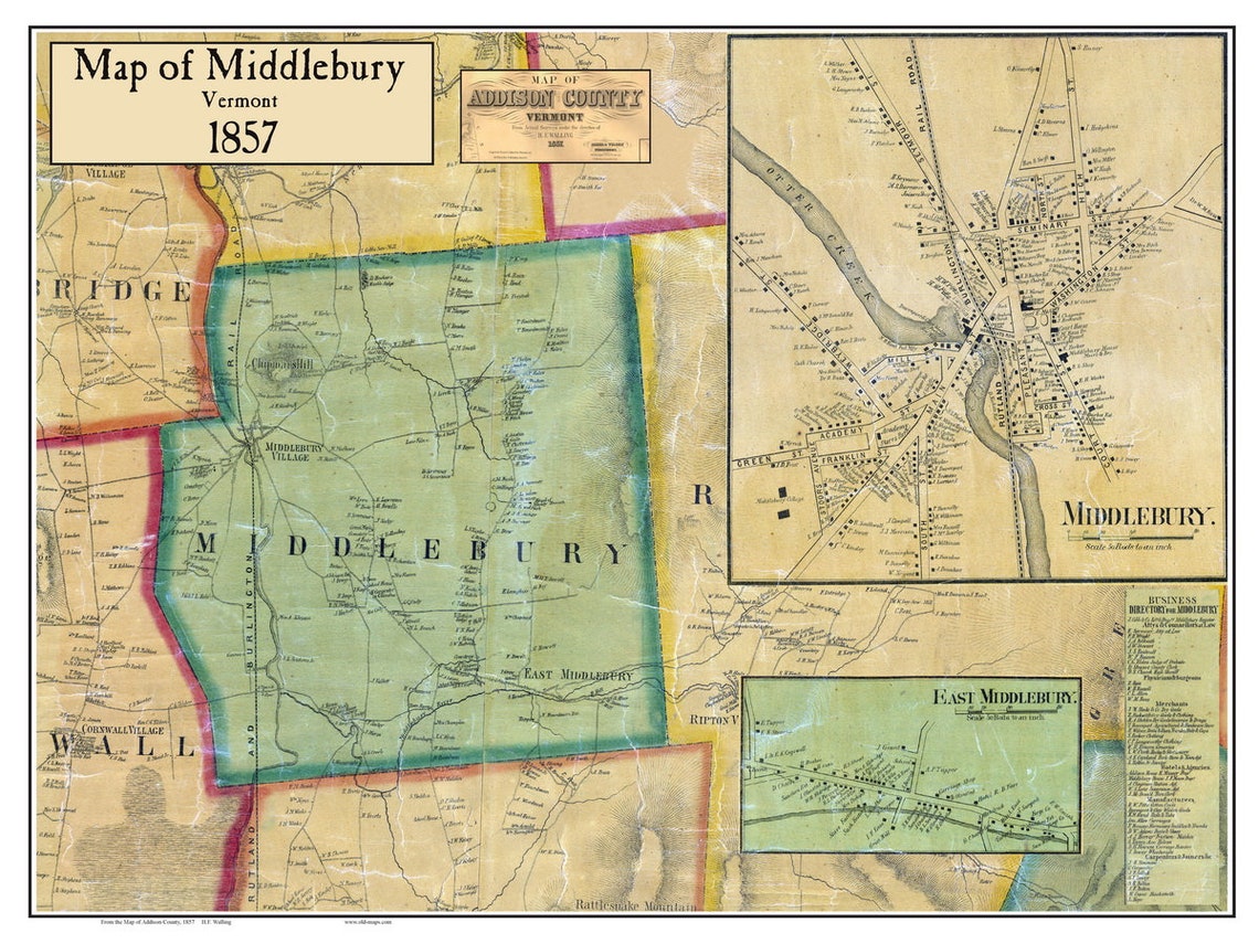 Middlebury 1857 Old Town Map POSTER With Homeowner Names - Etsy