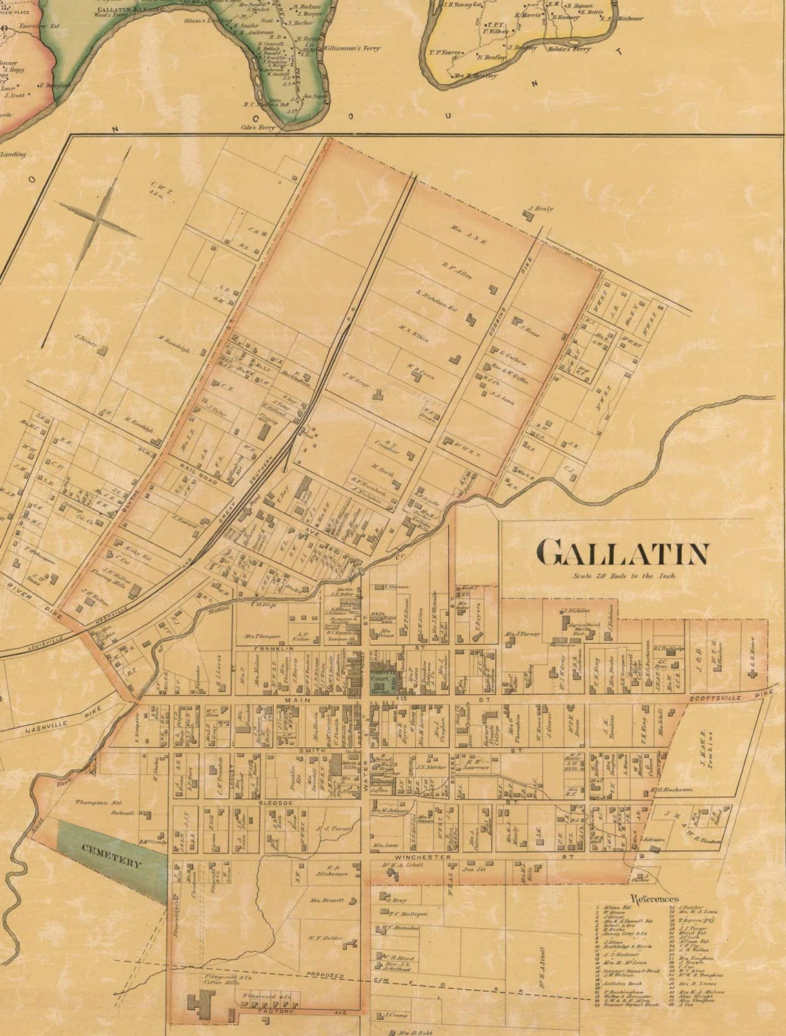 Sumner County Tennessee 1878 Old Wall Map Reprint With - Etsy