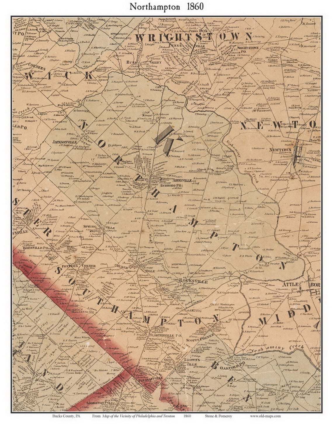 Northampton 1860 Old Town Map With Homeowner Names - Etsy