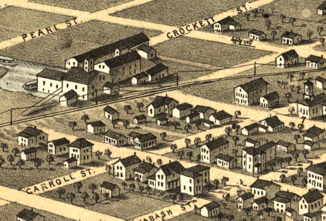 Delphi Indiana 1869 Birds Eye View Reprint | Etsy