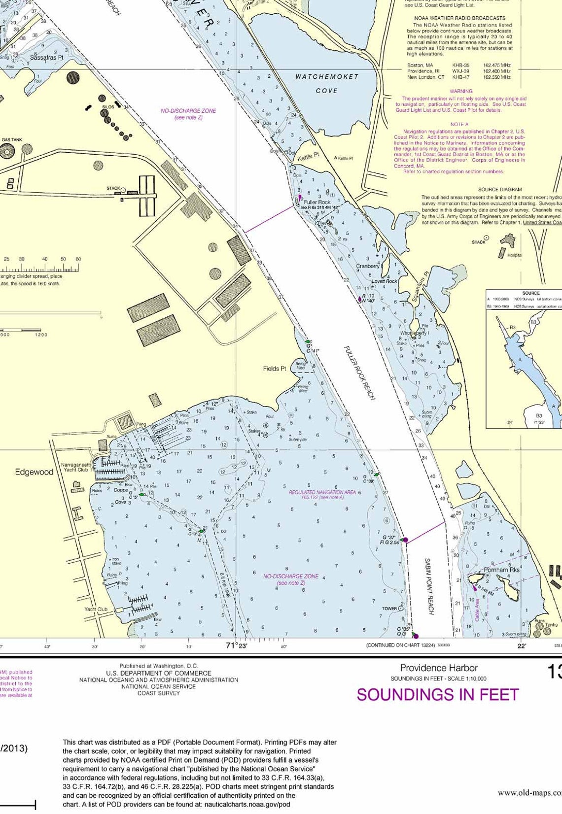Providence Harbor RI 2013 Nautical Map by the USCGS | Etsy