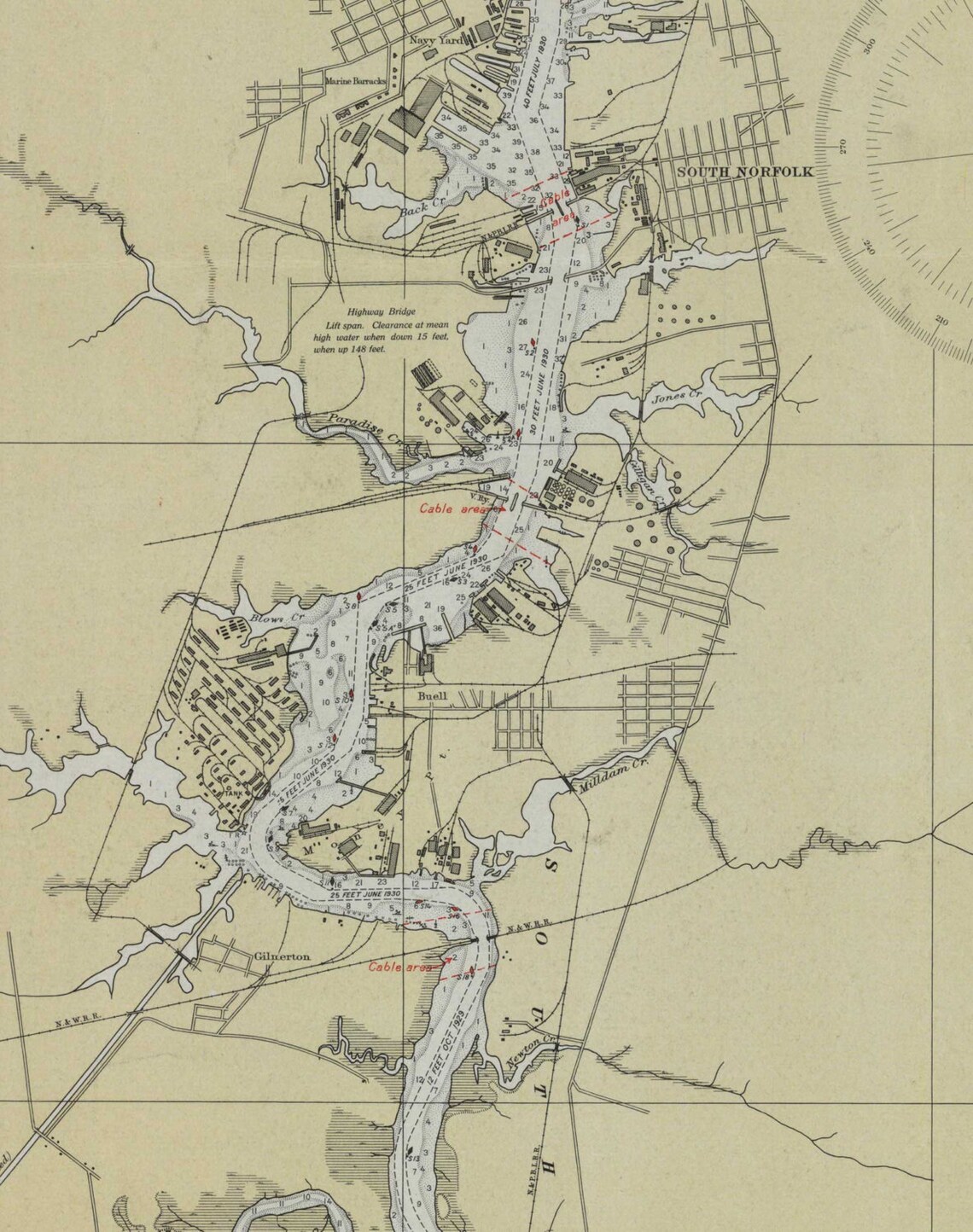 Norfolk Harbor and the Elizabeth River - 1930 Nautical Map - Virginia ...