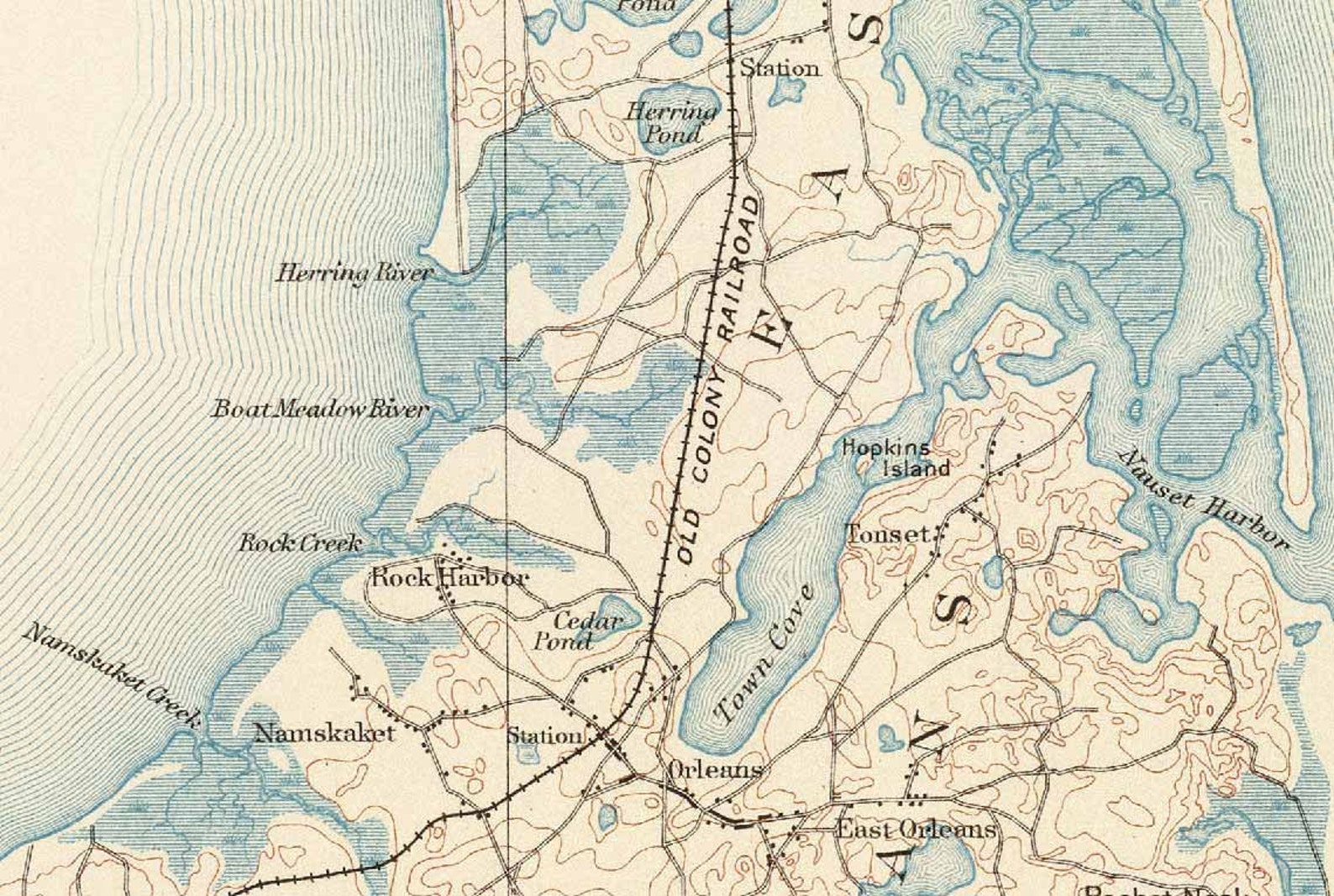 Cape Cod 1890 USGS Old Topographic Map WIDE Custom Composite of 12 USGS ...