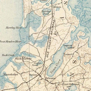 Cape Cod 1890 USGS Old Topographic Map WIDE Custom Composite of 12 USGS ...