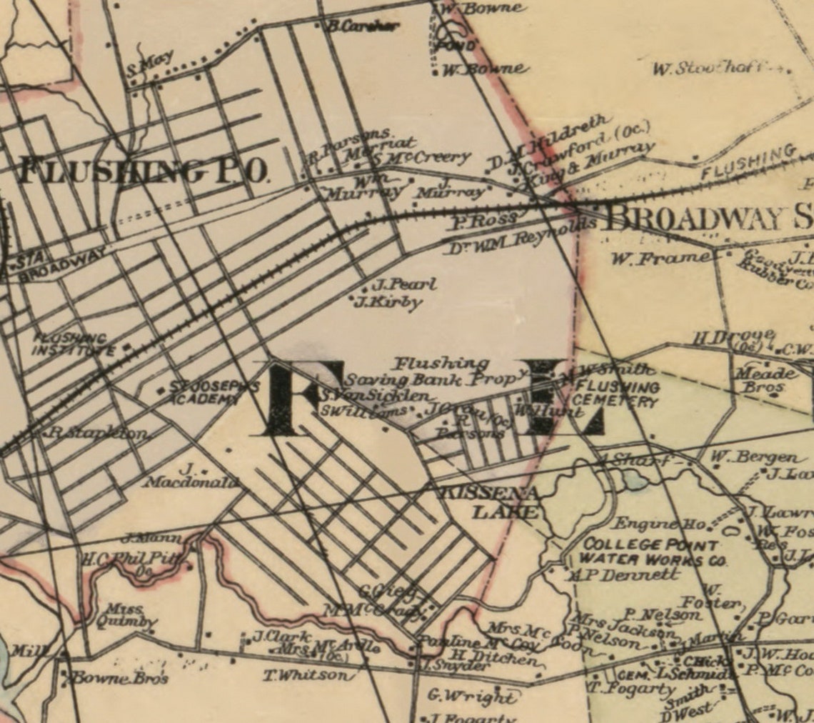 Queens 1886 Old Town Map With Homeowner Names New York | Etsy