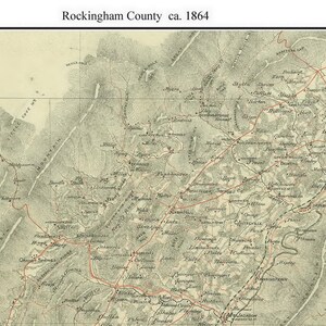 Rockingham County 1864 Old Map With Homeowner Names Virginia Wall Map ...