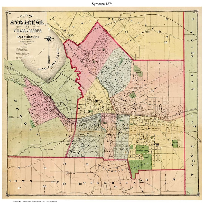 Syracuse New York Map 1874 Reprint Onondaga 1874 Atlas - Etsy