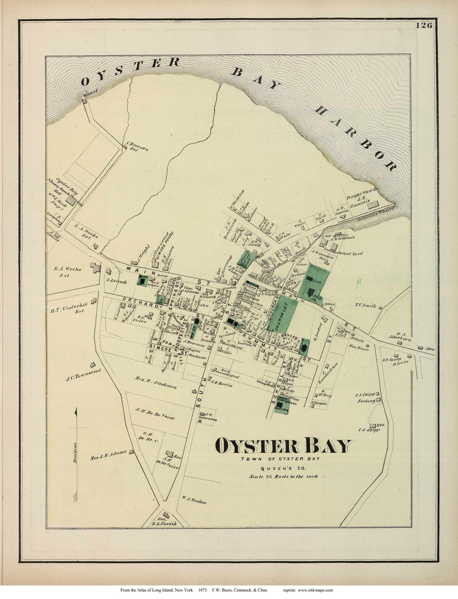Oyster Bay Village 1873 Old Map Long Island New York With - Etsy