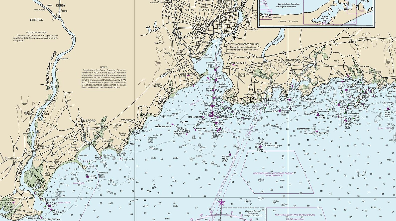 Long Island Sound (blue Water) - 2017 Nautical Map Connecticut - New ...