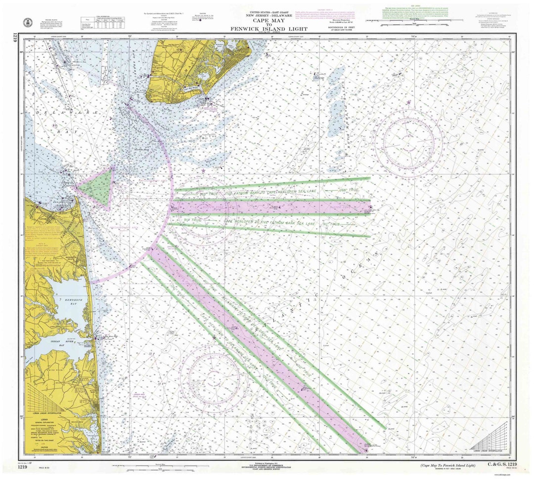 Cape May to Fenwick Island Light- 1967 Nautical Map Reprint - New ...
