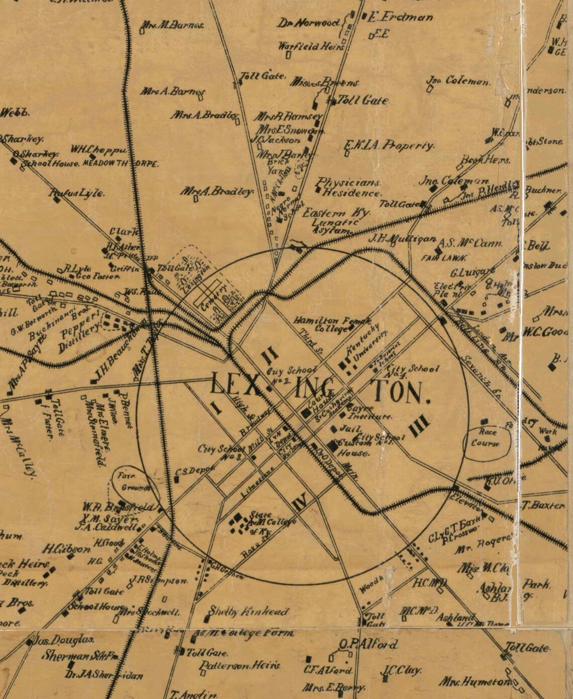 Fayette County Kentucky 1891 - City of Lexington Old Wall Map With ...
