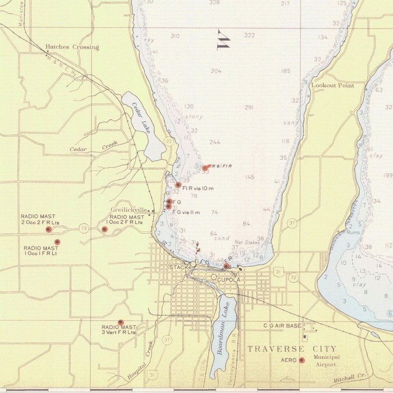 Grand Traverse Bay to Little Traverse Bay 1957 Lake Michigan - Etsy