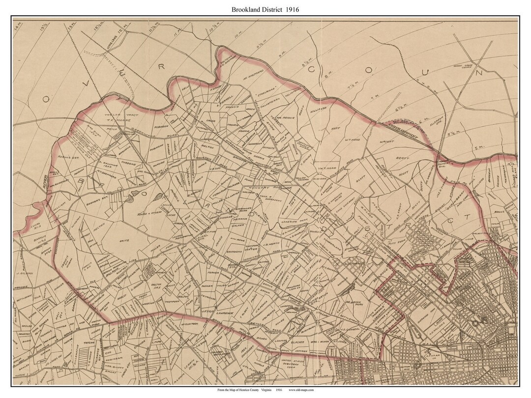 Brookland District 1916 Old Town Map With Homeowner Names - Virginia ...