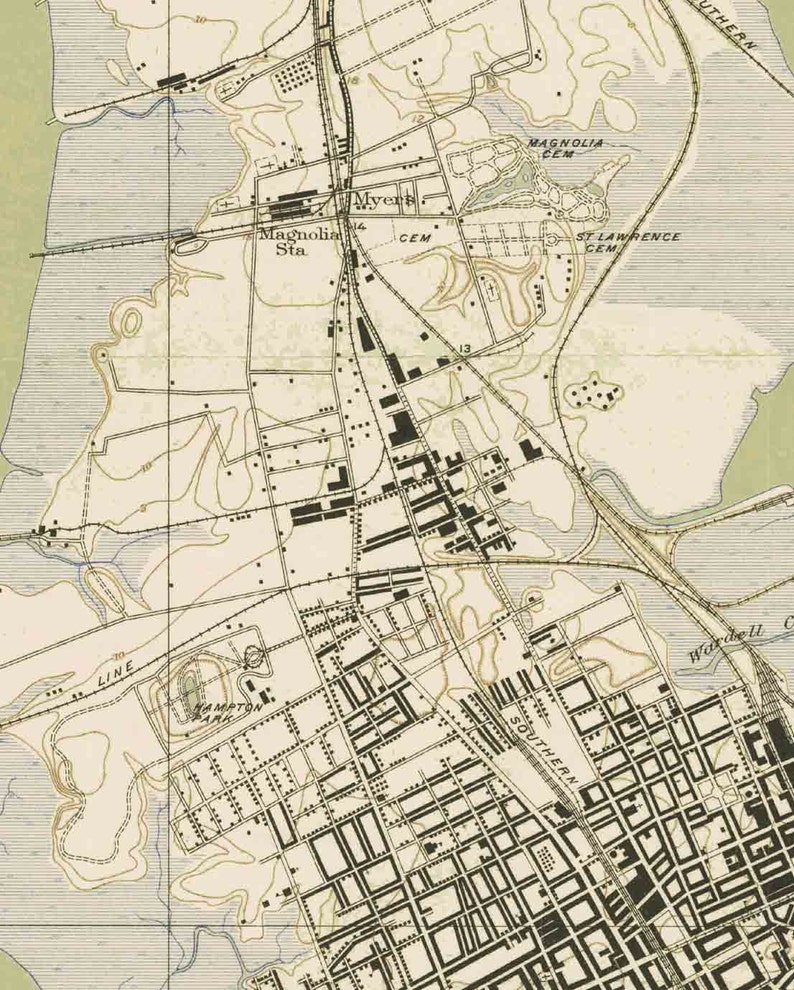 Charleston SC 1919 Old Topo Map - USGS Custom Composite Reprint South ...