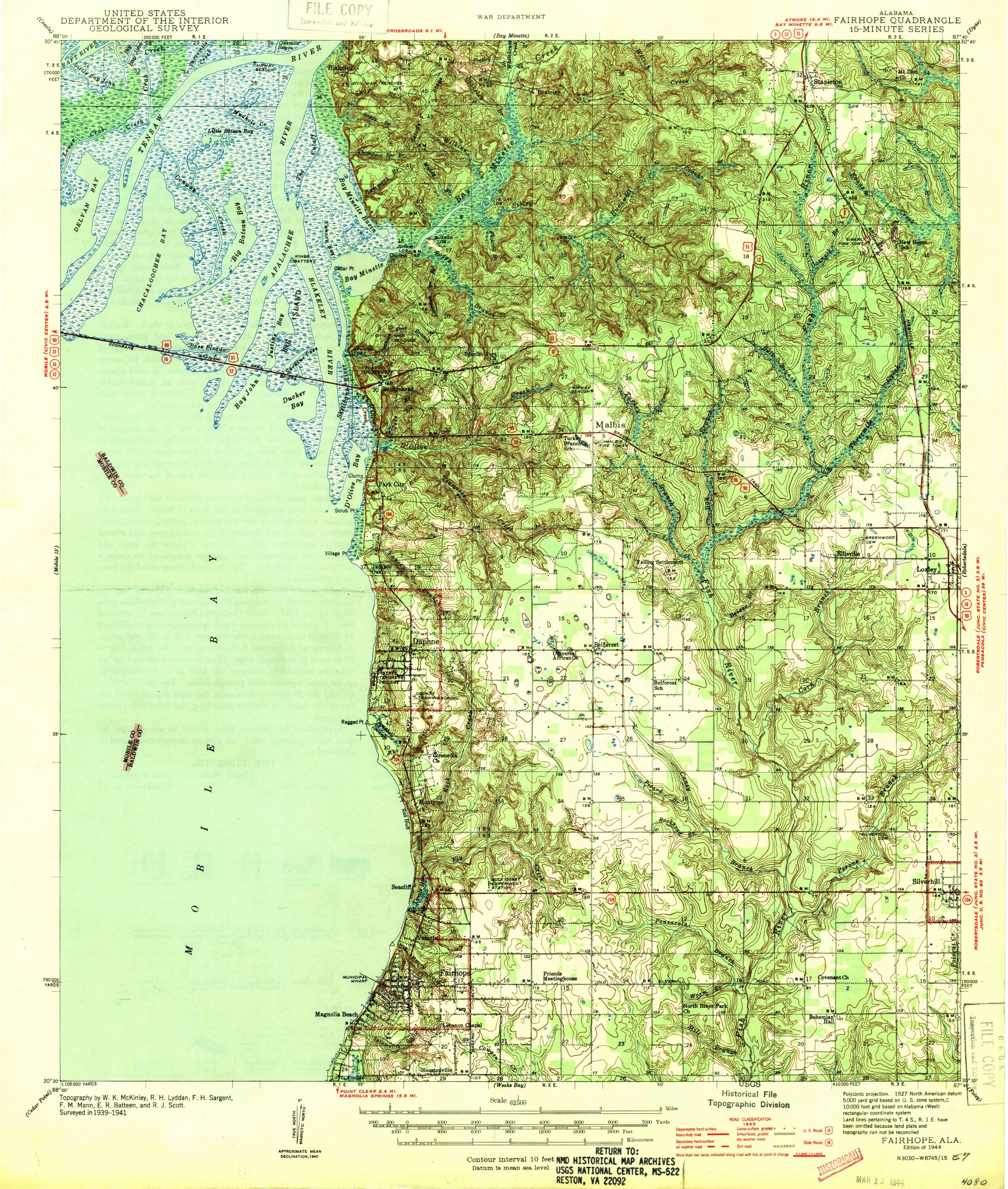 Mobile Alabama Topographic Map