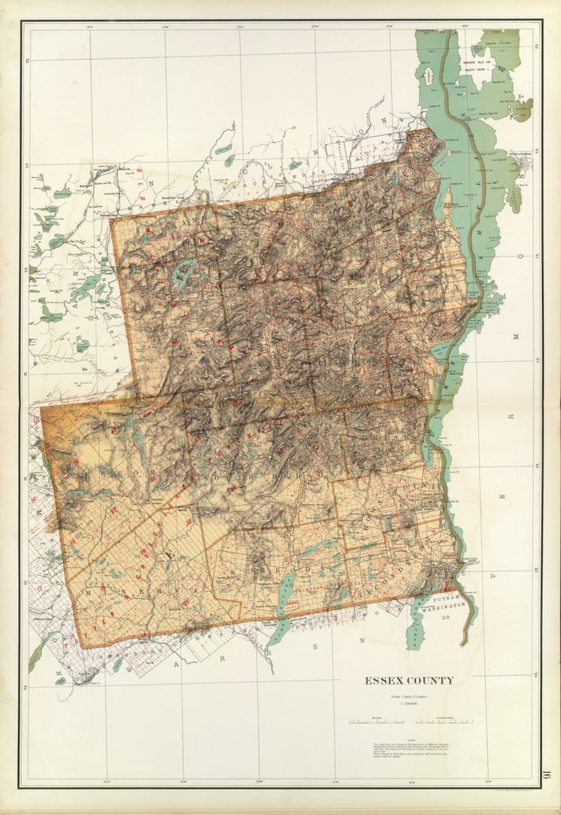 Essex County 1895 Map New York Reprint Land Patents Bien State - Etsy