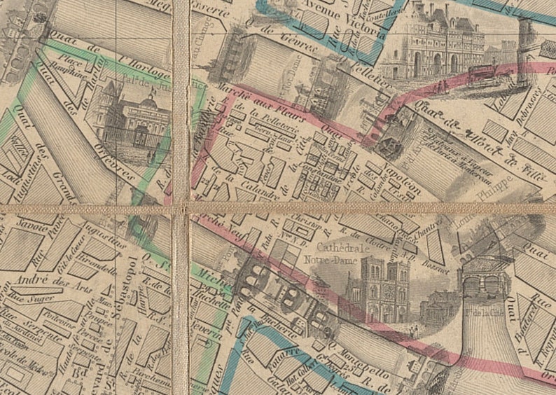 Old Map of Paris 1858 France - Walled City and Outlying Forts -- Street ...