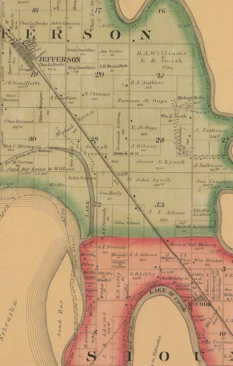 Union County South Dakota 1892 Old Wall Map with Landowner | Etsy