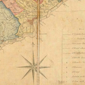 Pennsylvania 1792 Old State Map Howell Early Roads - Reprint - Etsy
