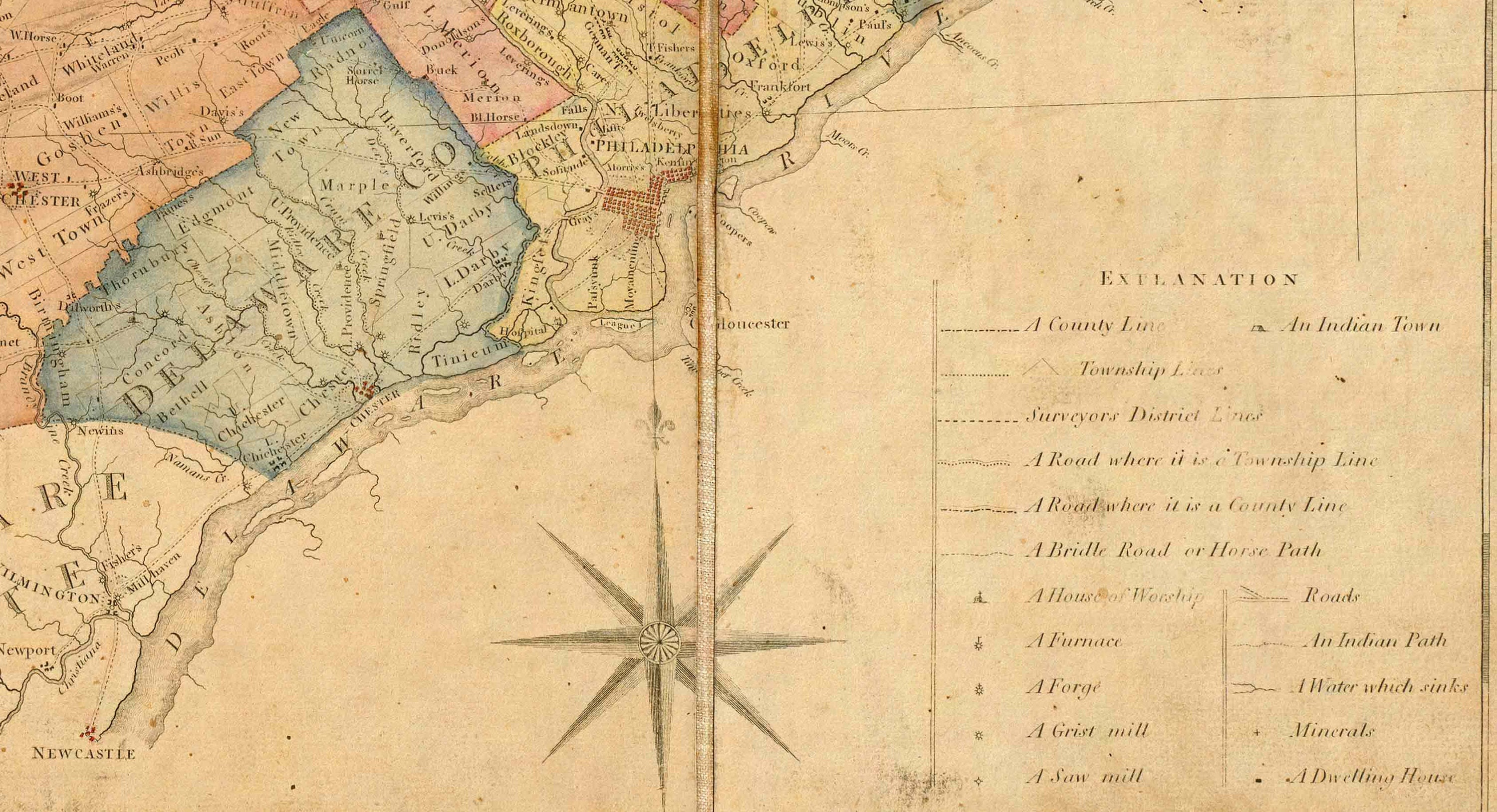 Pennsylvania 1792 Old State Map Howell Early Roads - Reprint - Etsy