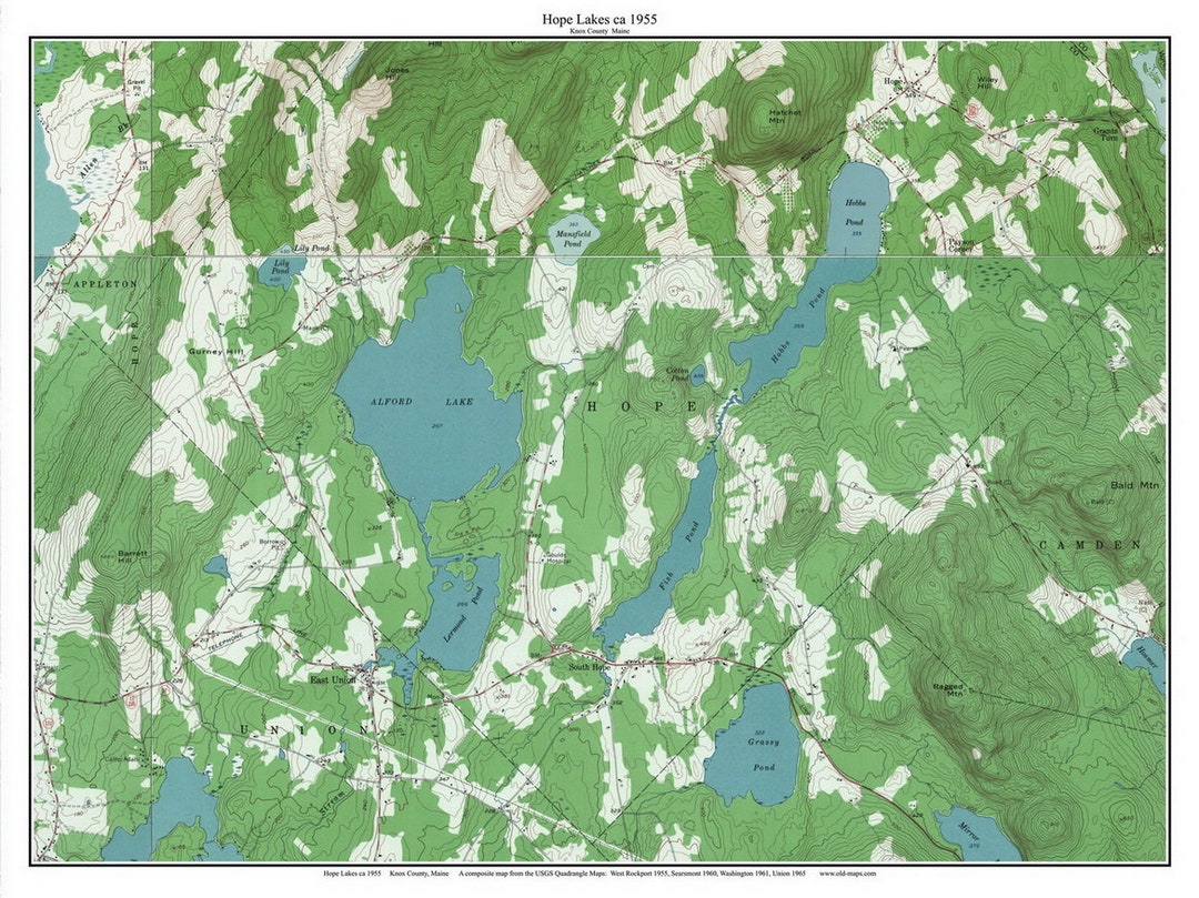 Hope Lakes 1955 Topographic Map USGS 7x7 Custom Composite Reprint ...