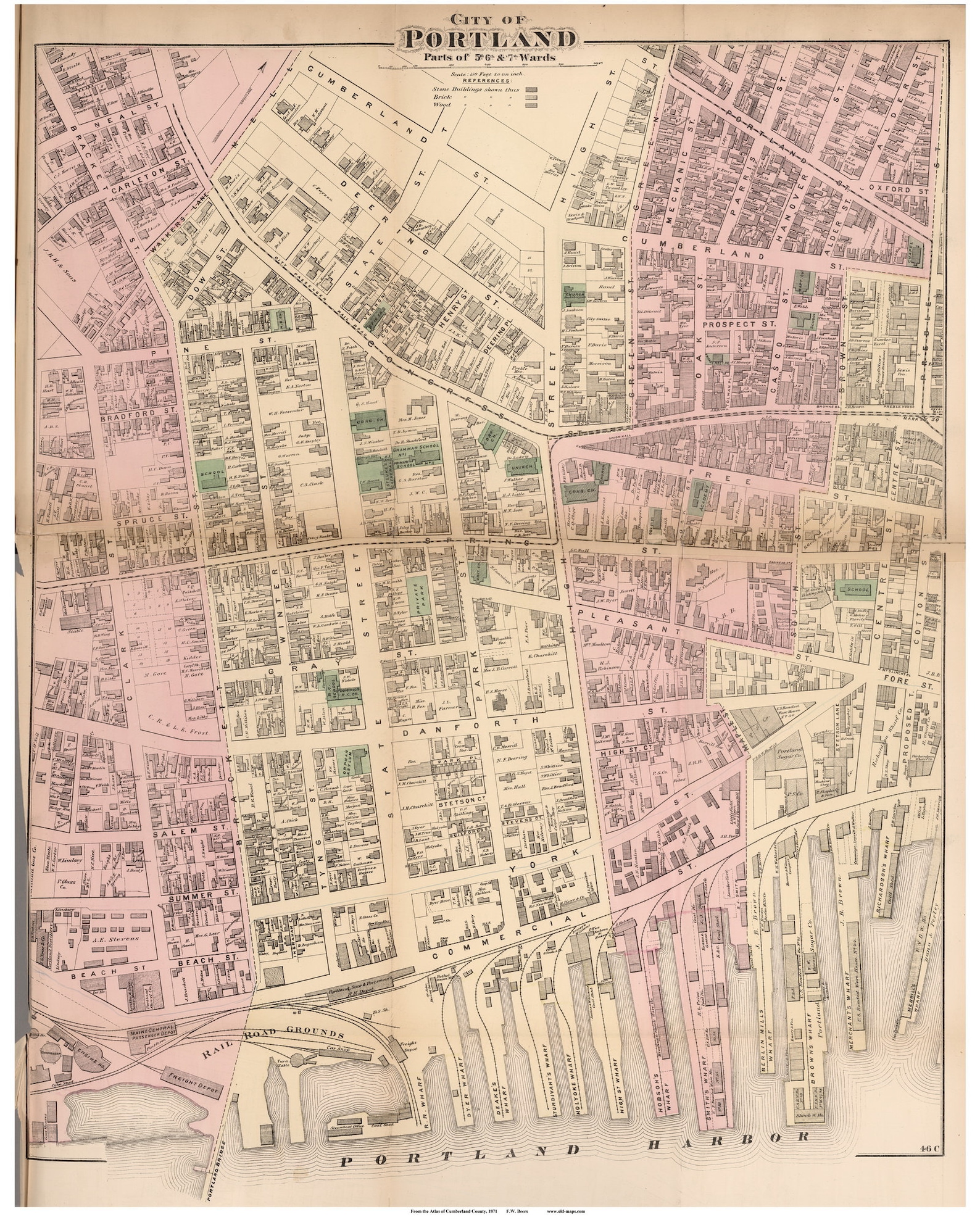 City of Portland 1871 C - Parts of 5th, 6th, and 7th Wards Reprint ...