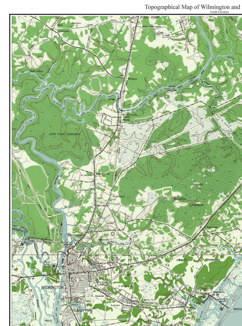 Wilmington & Beaches 1948 Old Topographic Map USGS Custom | Etsy