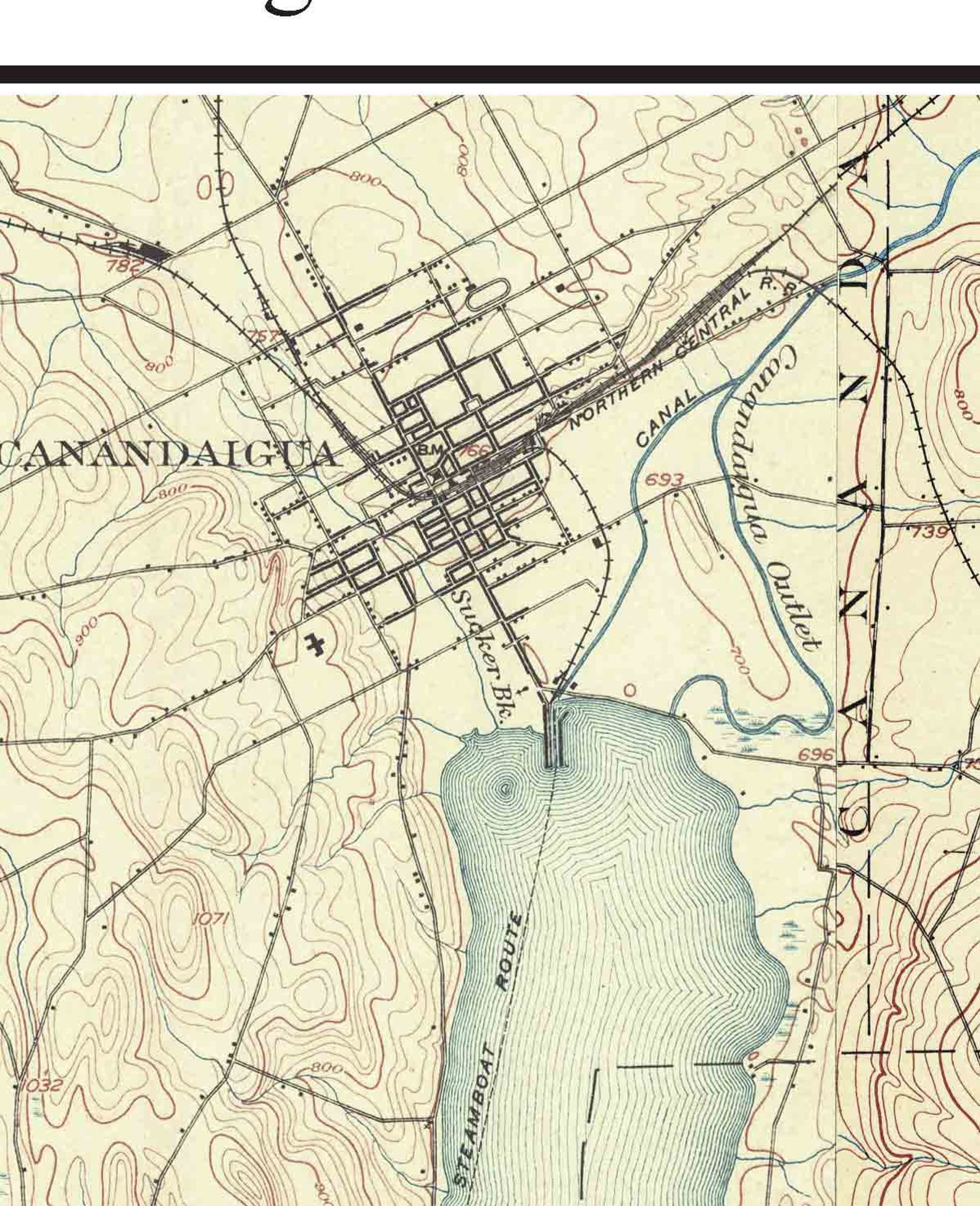 Canandaigua Lake - 1903 USGS Topographic Map Custom Composite Reprint ...