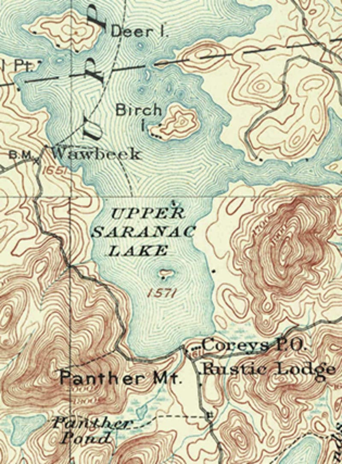 Saranac Lakes 1904 USGS Old Topographic Map Upper Saranac - Etsy