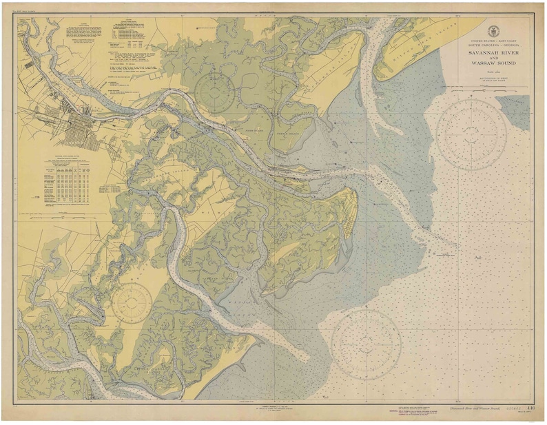 Savannah River and Wassaw Sound 1944-old Map Nautical - Etsy