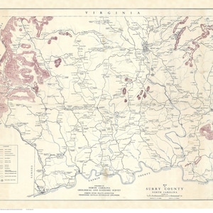 Surry County 1921 - Old Wall Map North Carolina With Homeowner Names ...