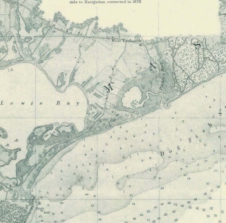 Bass River Harbor MA 1857 Nautical Map Reprint AC | Etsy