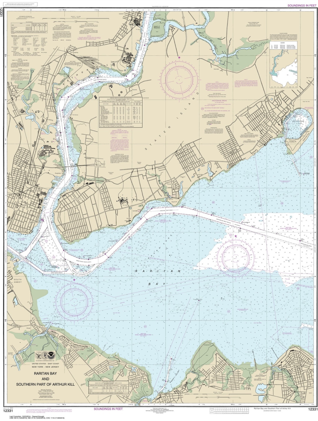 Raritan Bay & Southern Part of Arthur Kill - 2014 Nautical Map - New ...