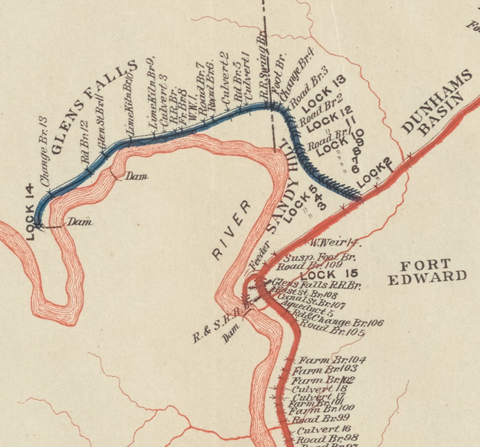 Erie Canal Eastern Section 1881 Old Map Reprint New York Etsy