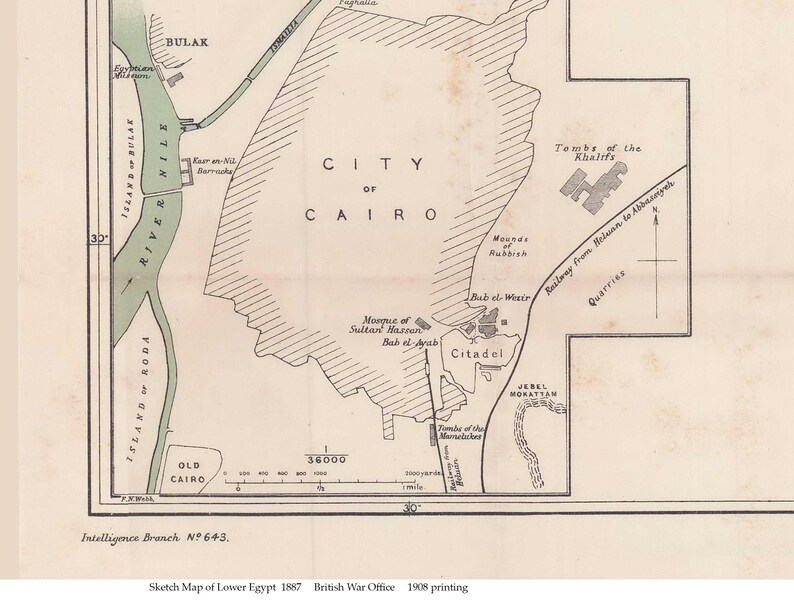 1882 Map Egypt lower Egypt Military Cairo Reprint | Etsy