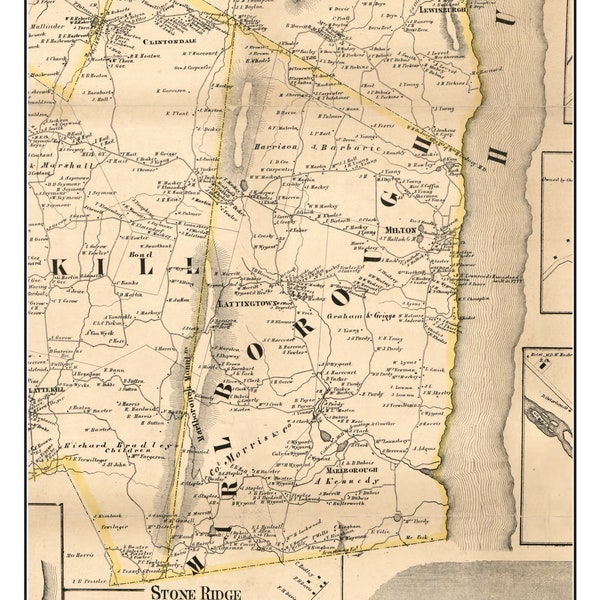 North Castle 1851 Old Town Map With Homeowner Names New York Reprint ...