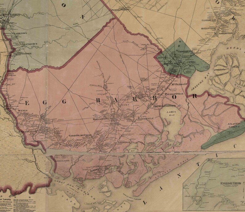 Atlantic County New Jersey 1872 Wall Map Reprint With - Etsy