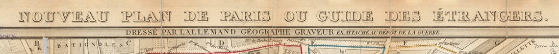 Old Map of Paris 1845 France - Tourist Guide -- Street Index-- Reprint ...