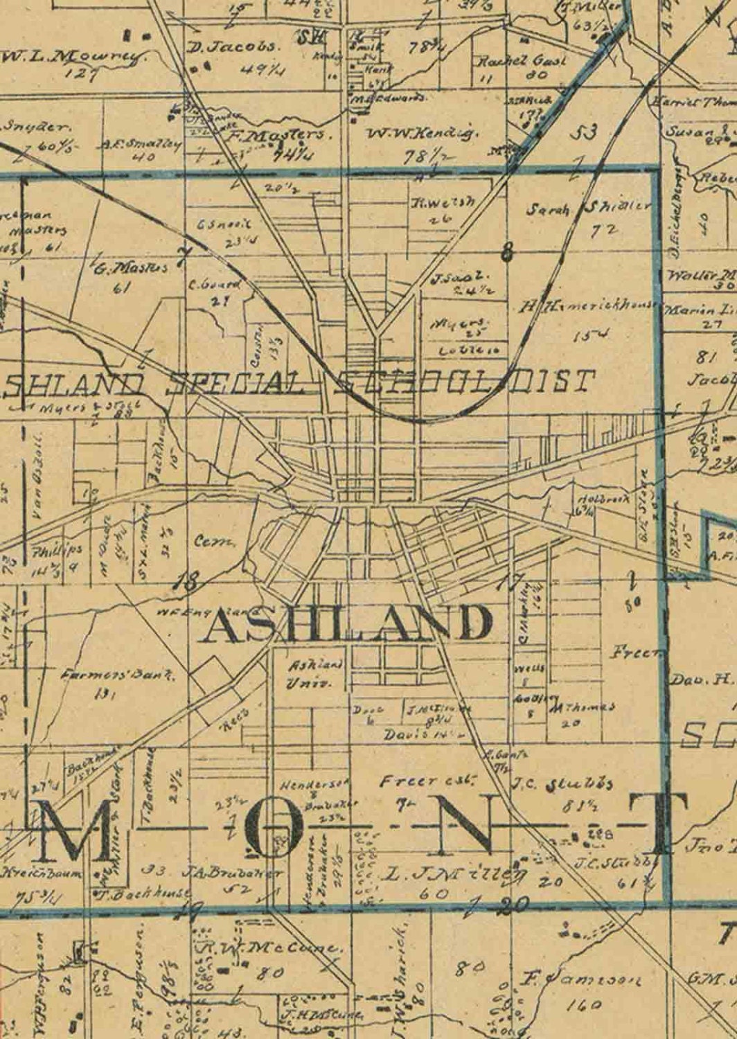 Ashland County Ohio 1897 - Old Wall Map Reprint With Homeowner Names ...