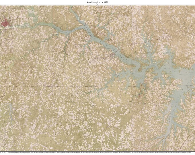Kerr Reservoir 1970 Darkened Old Map Topo Custom Composite - Etsy