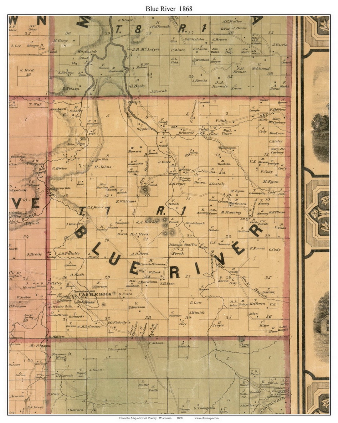 Blue River 1868 - Old Town Map With Homeowner Names - Castle Rock ...